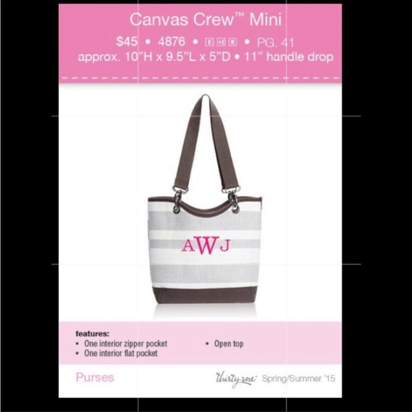 thirty-one | Bags | Thirty One Tote Taupe Cream Woven Stripes With ...